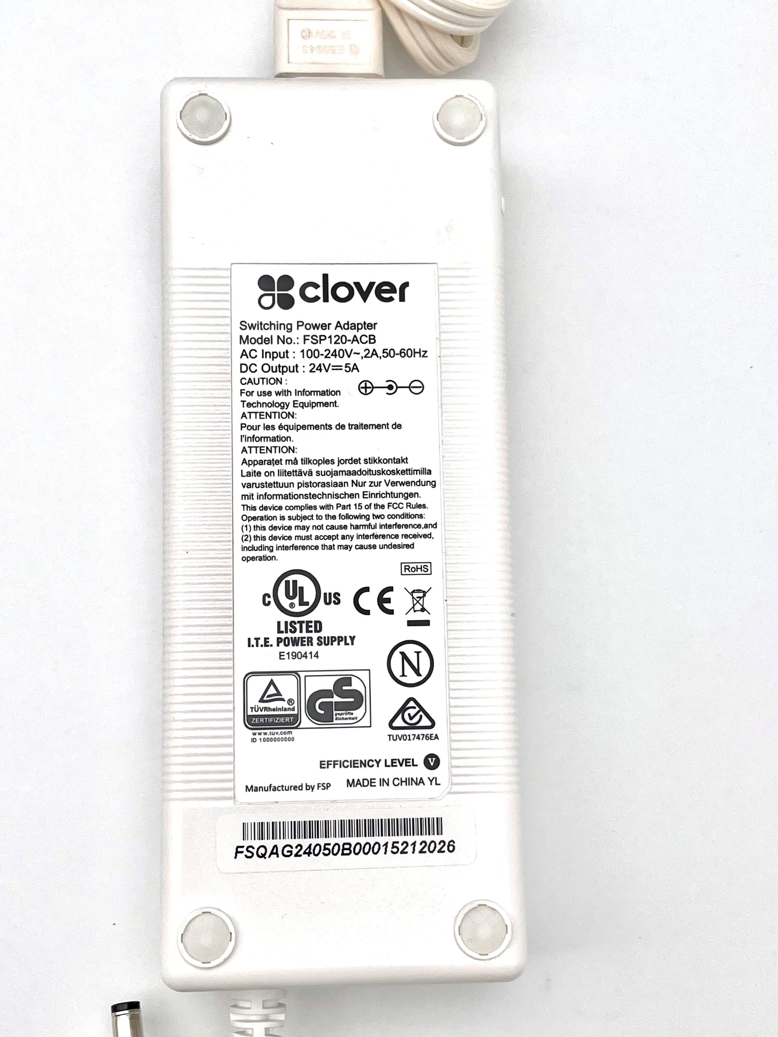 Clover Station Power Cord (Power Supply Cable)