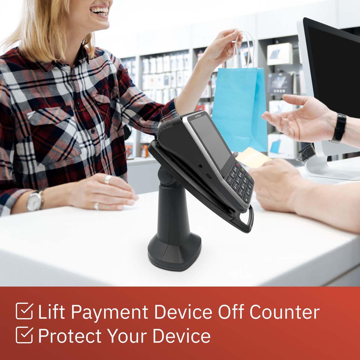 Verifone V200/V400 7" Key Locking Pole Mount Terminal Stand