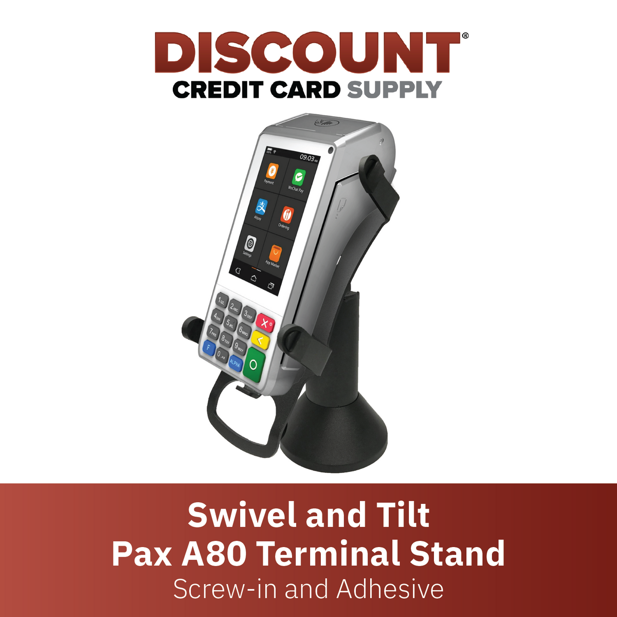PAX A80 Black Swivel and Tilt Stand | POS Holder