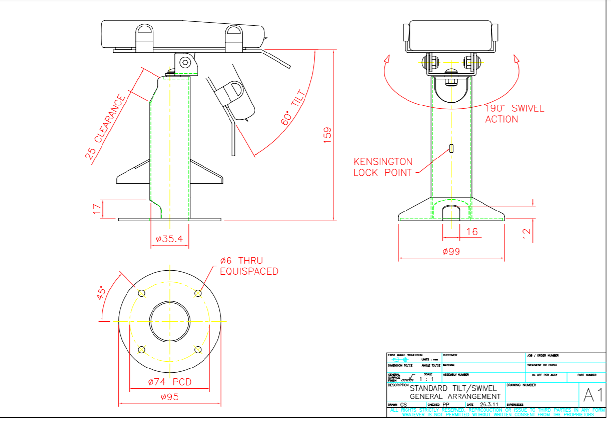 First Data FD130 & FD150 Key Locking Stand